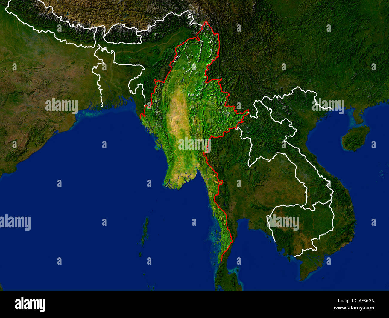 Myanmar satellite image hi-res stock photography and images - Alamy