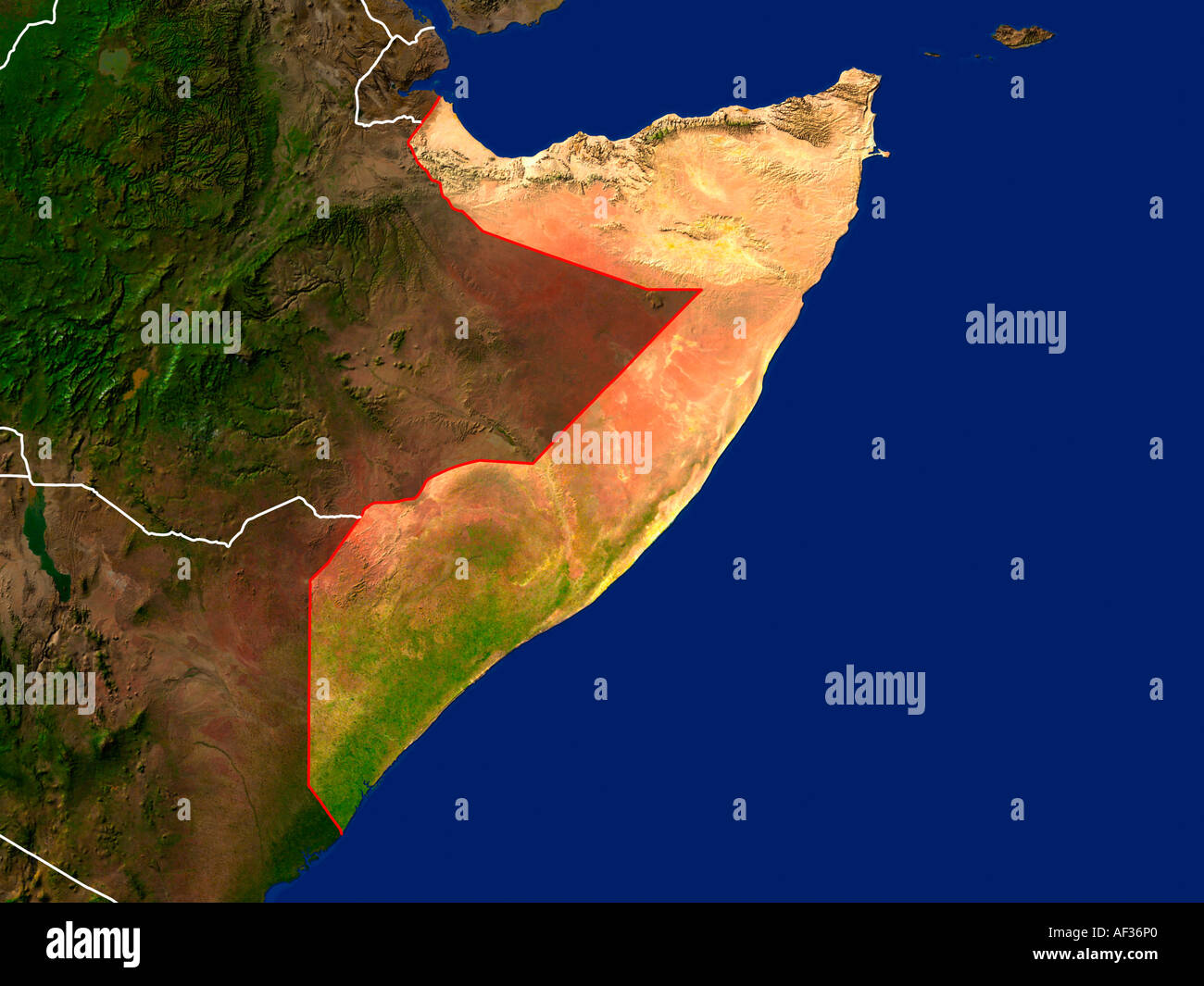 Somalia map satellite geography hi-res stock photography and images - Alamy