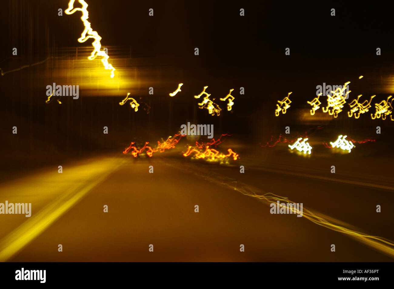 Soft focus motor way with car speeding in the night Stock Photo - Alamy