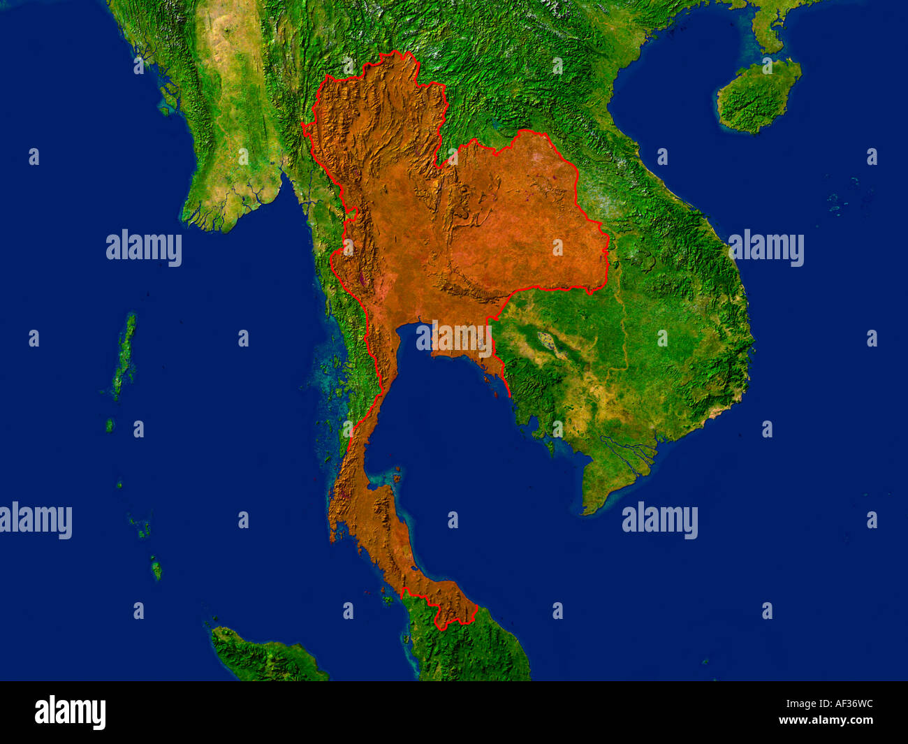 Map thailand highlighted in red hi-res stock photography and images - Alamy