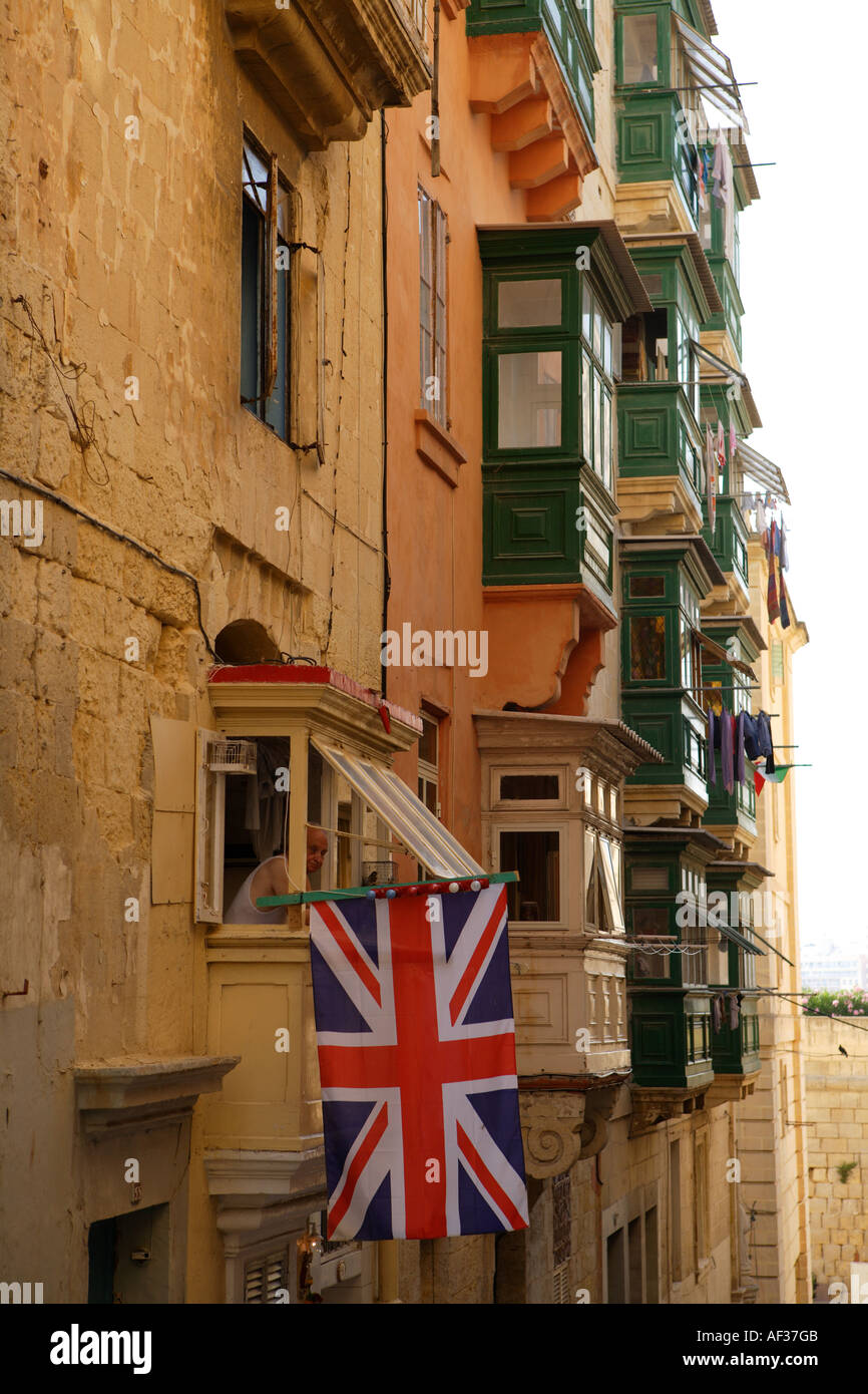 Patriotic Street Scene, Valletta, Malta Stock Photo - Alamy