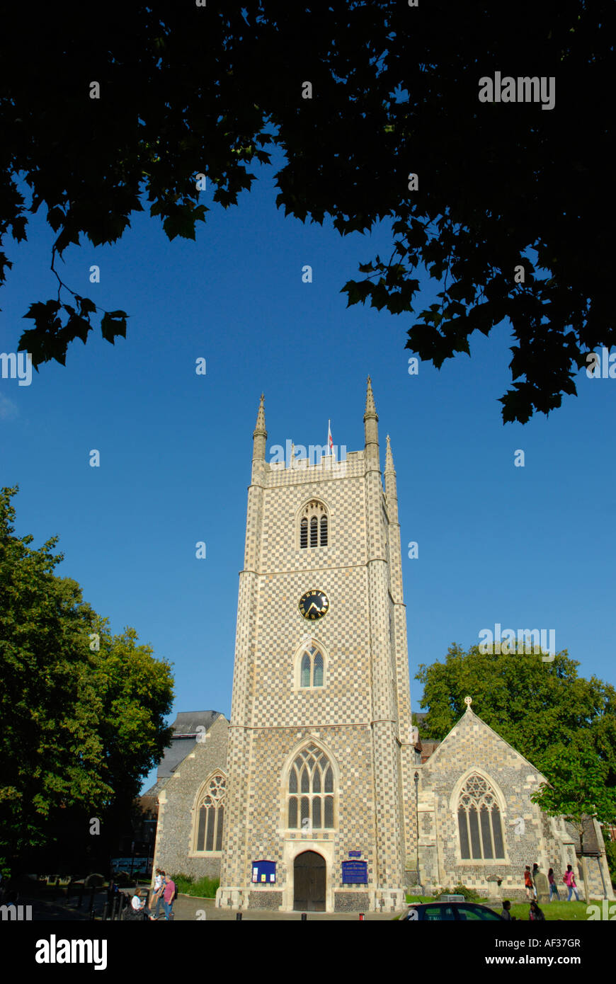 Distant view of Reading Minster Church of St Mary the Virgin showing ...