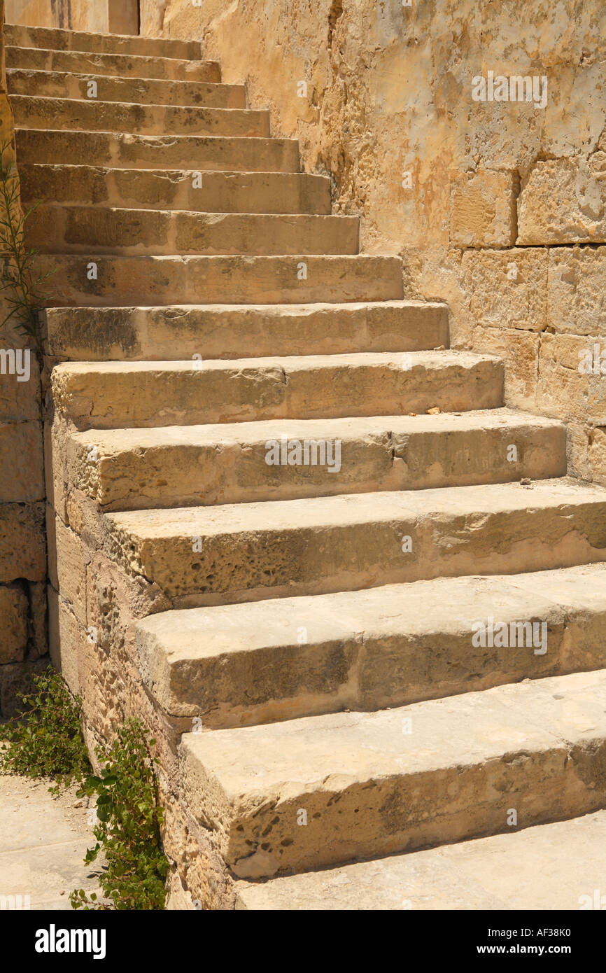 Limestone Stairs, The Old Citadel, Il-Kastell, Victoria (Rabat), Gozo ...