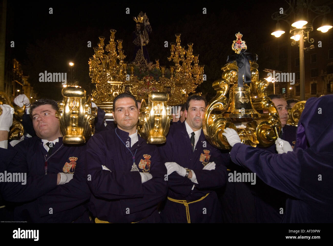 Throne bearers during Holy Week (Semana Santa) processions in Malaga ...