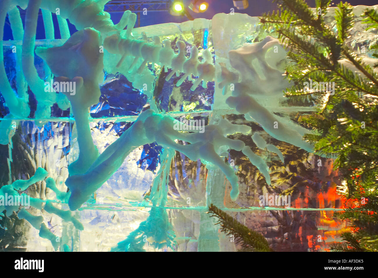 Ice sculptures. Skeleton of dinosaur Stock Photo - Alamy