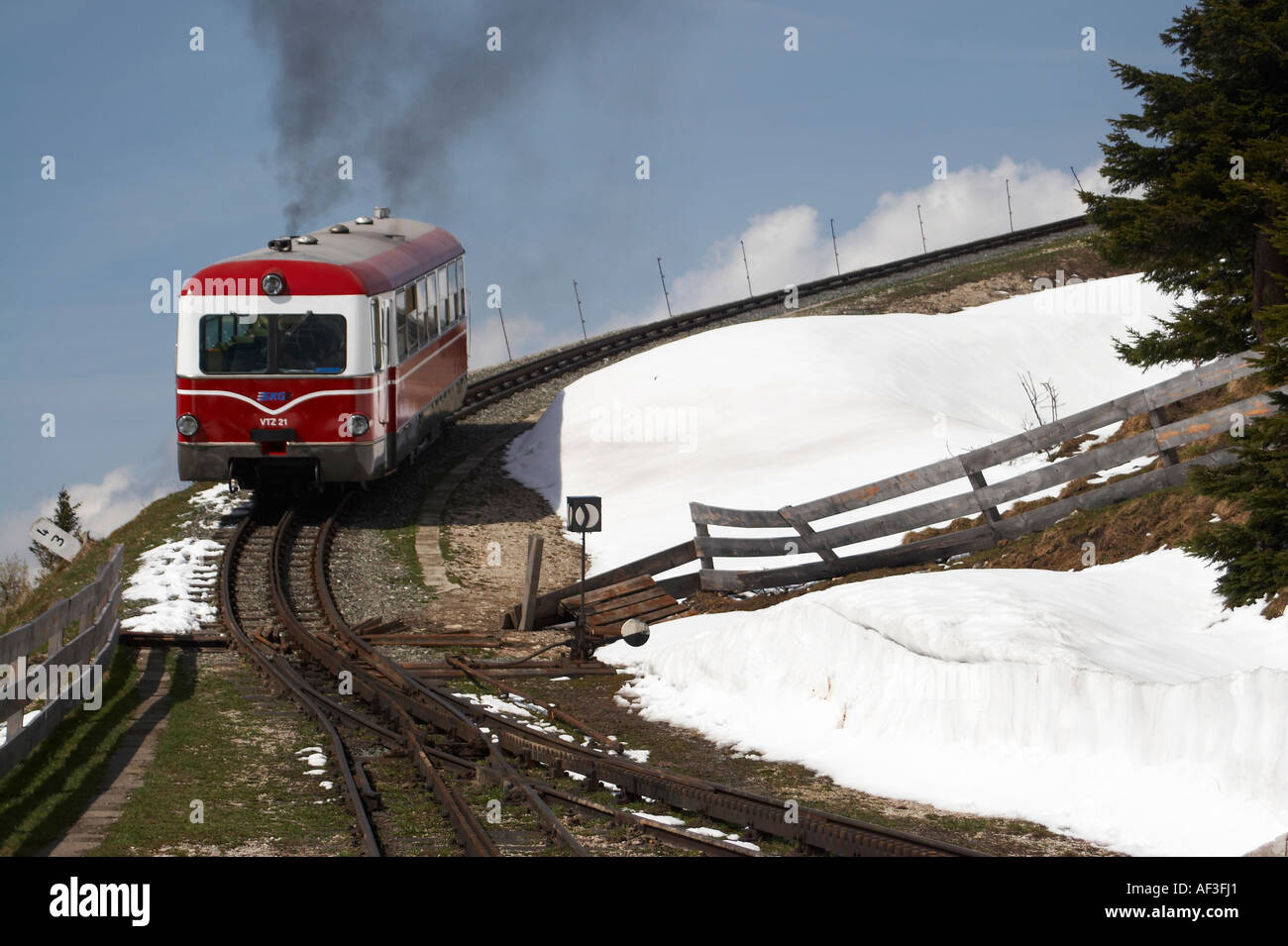 Narrow gauge cog railway in Upper Austria leading from Sankt Wolfgang ...