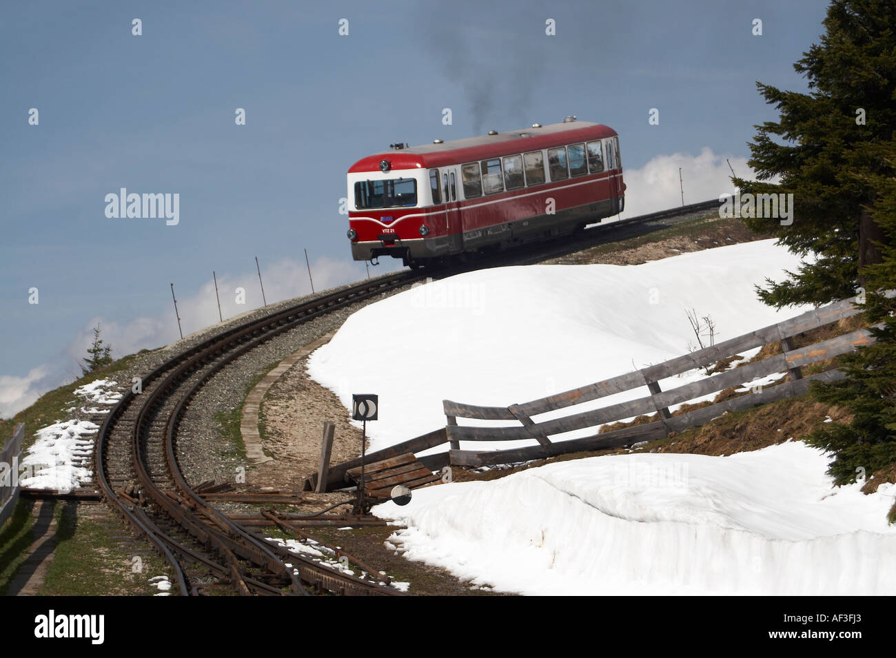 Narrow gauge cog railway in Upper Austria leading from Sankt Wolfgang ...
