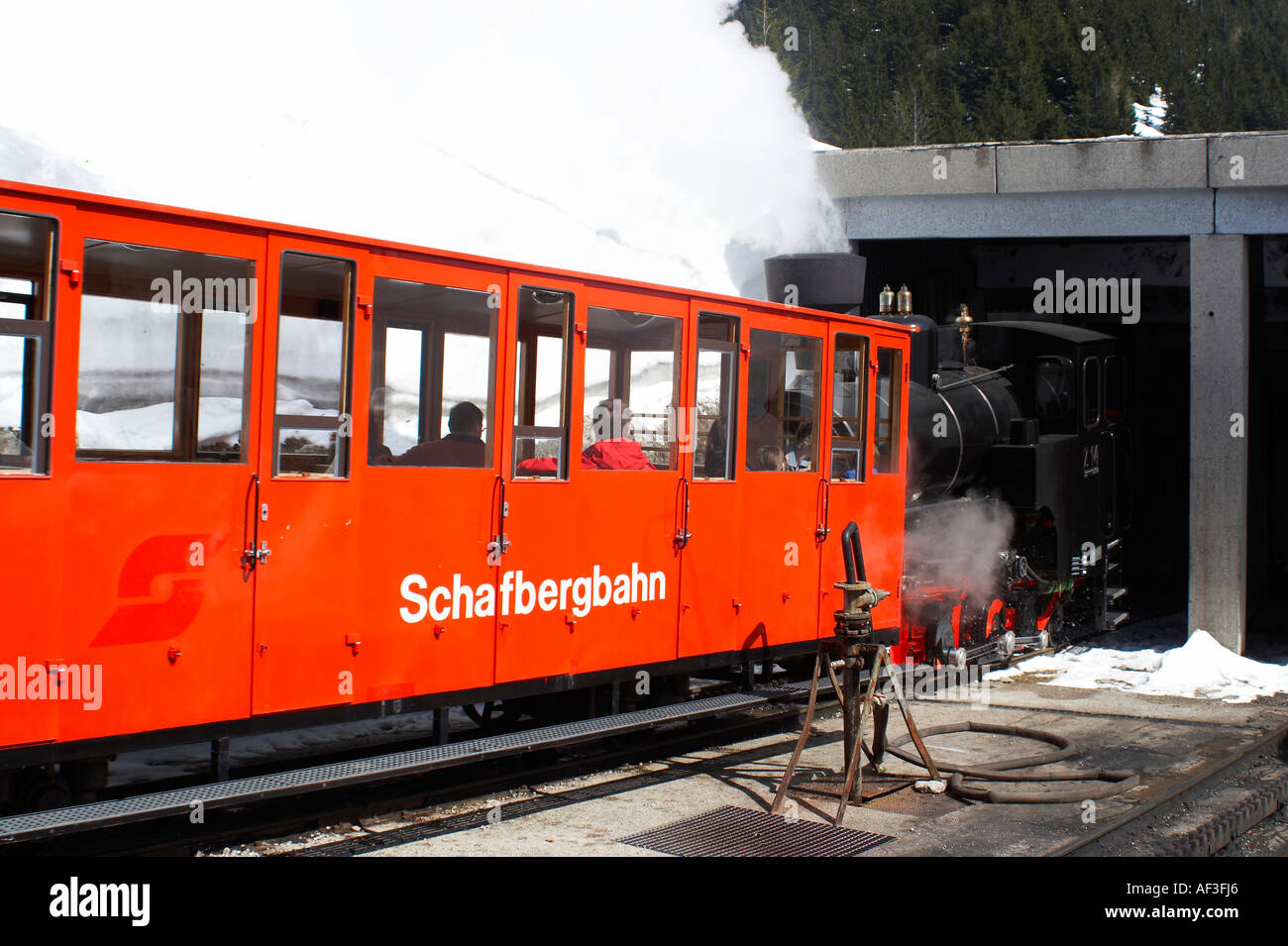 Narrow gauge cog railway in Upper Austria leading from Sankt Wolfgang ...