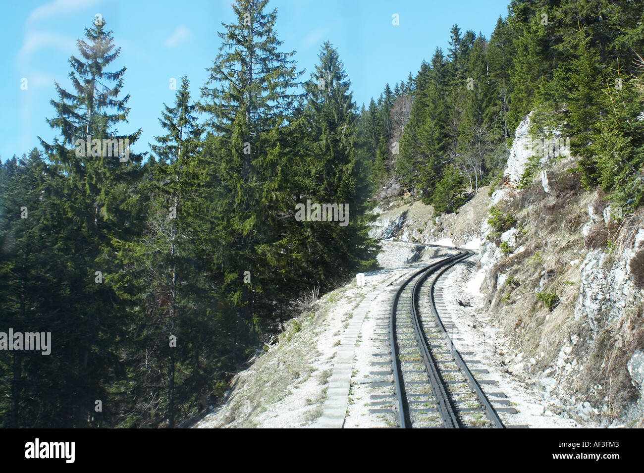 Narrow gauge cog railway in Upper Austria leading from Sankt Wolfgang ...