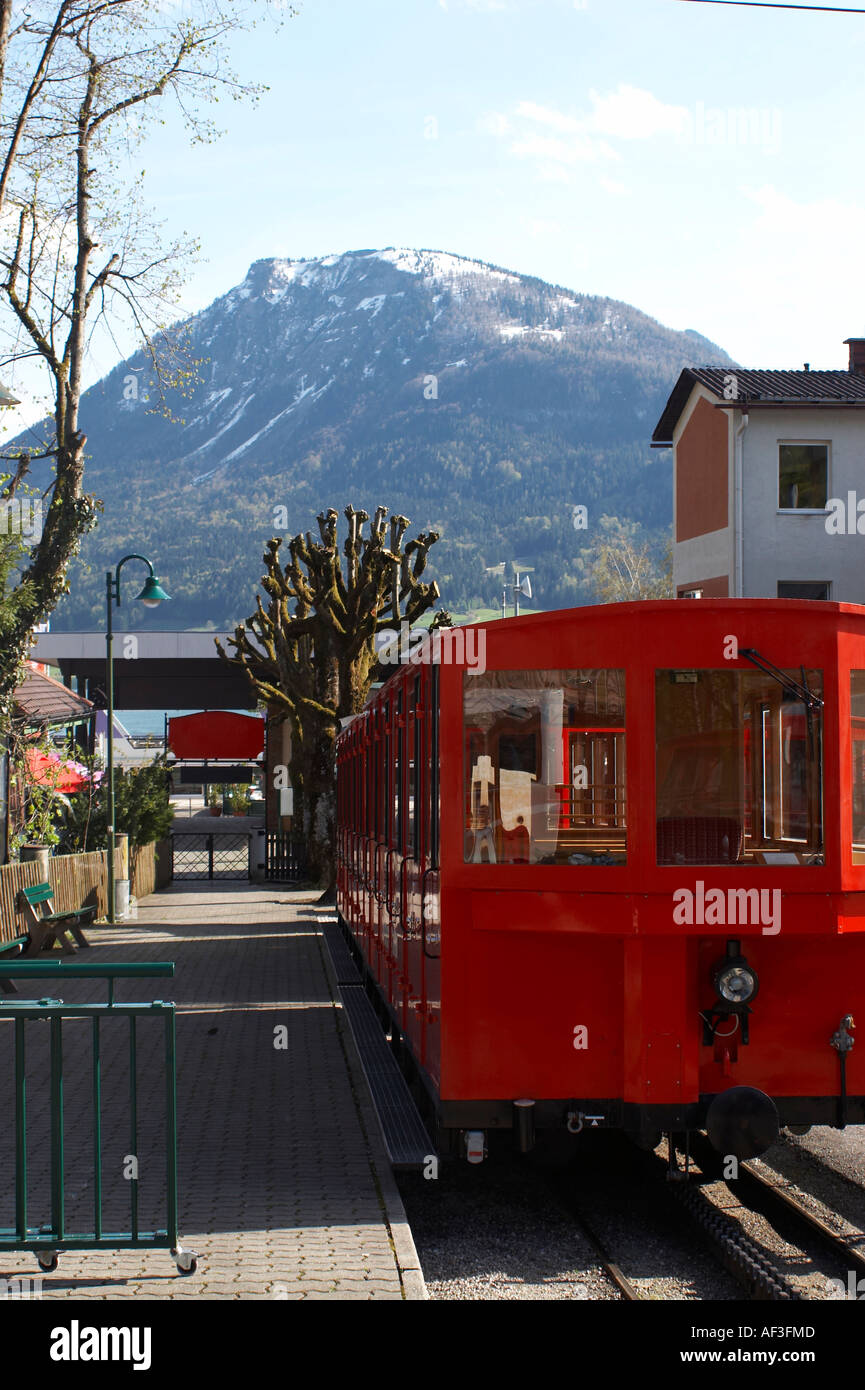 Narrow gauge cog railway in Upper Austria leading from Sankt Wolfgang ...