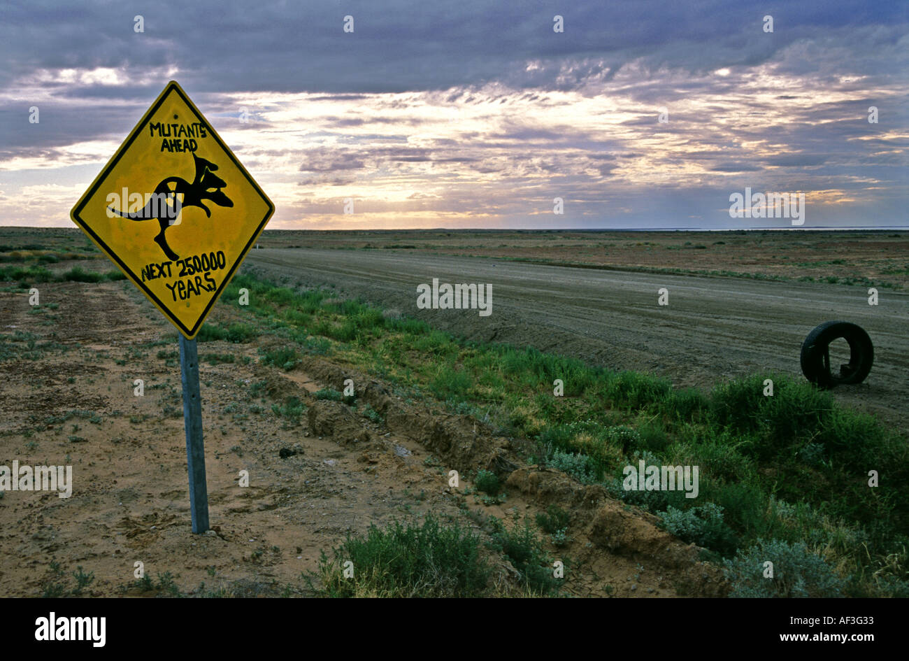 Anti nuclear road sign in outback Australia Stock Photo - Alamy