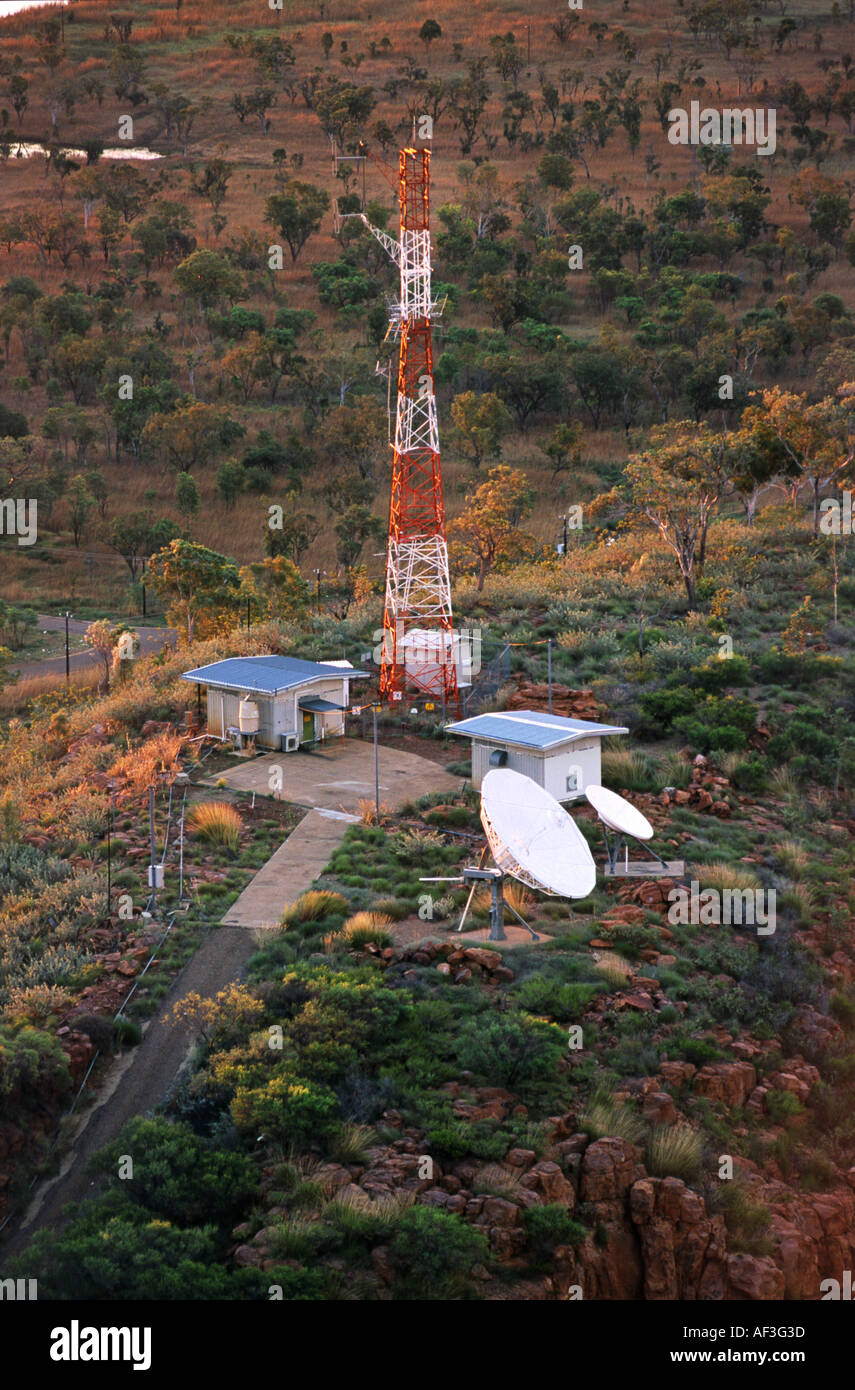 Communications radio tower with satellite dishes Stock Photo - Alamy