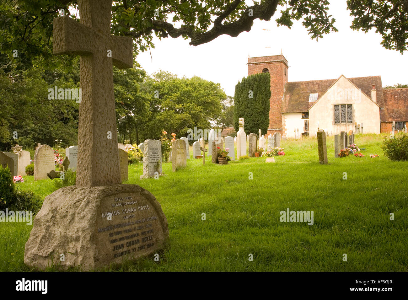 Grave of Sir Arthur Conan Doyle Minstead New Forest Hants UK Stock ...