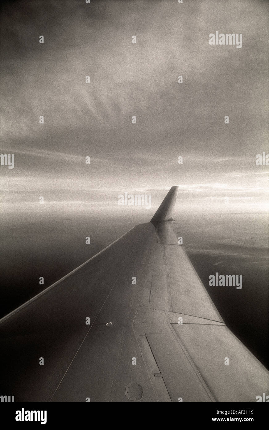 View of an airplane wing during flight photographed with Kodak HIE ...