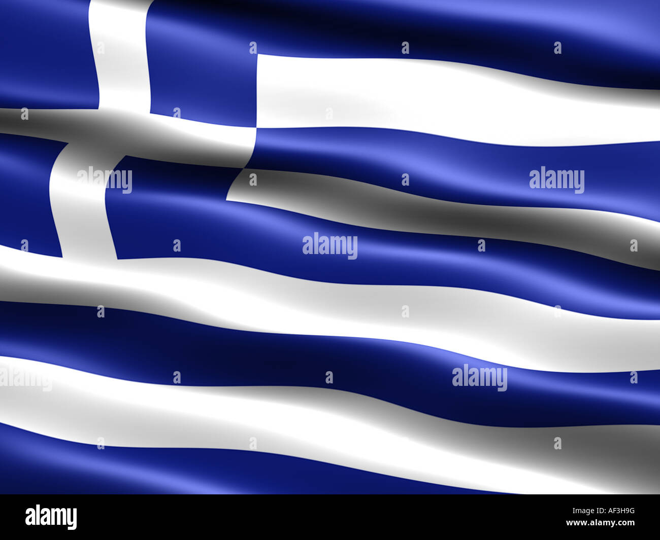 Computer generated illustration of the flag of Greece with silky ...