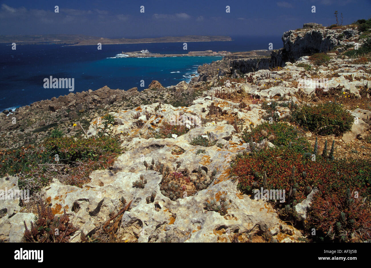 Cirkewwa Ferry Terminal from Marfa Ridge Malta Stock Photo - Alamy