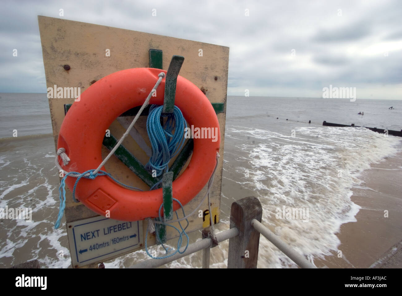 lifebelt life belt life preserver lifepresever on hook with Frinton sea ...