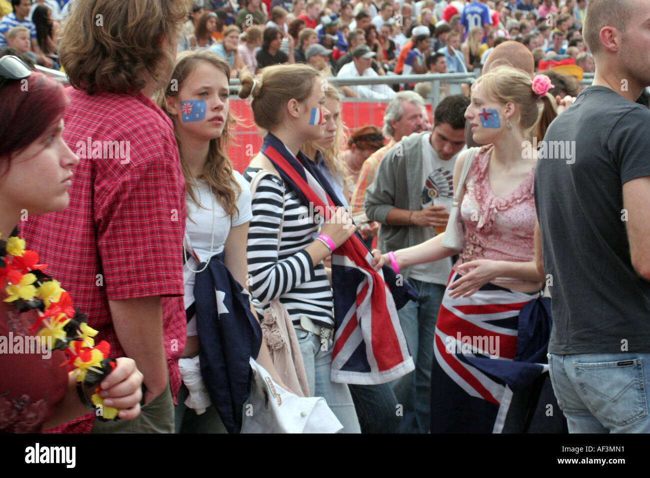 FIFA 2006 Hamburg, Germany. Fan Fest. English fan girls with painted ...