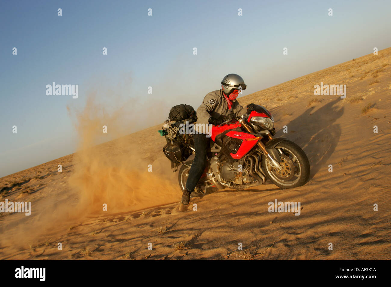 A benelli TNT 1130cc motorcycle crossing the sahara desert in Morocco ...