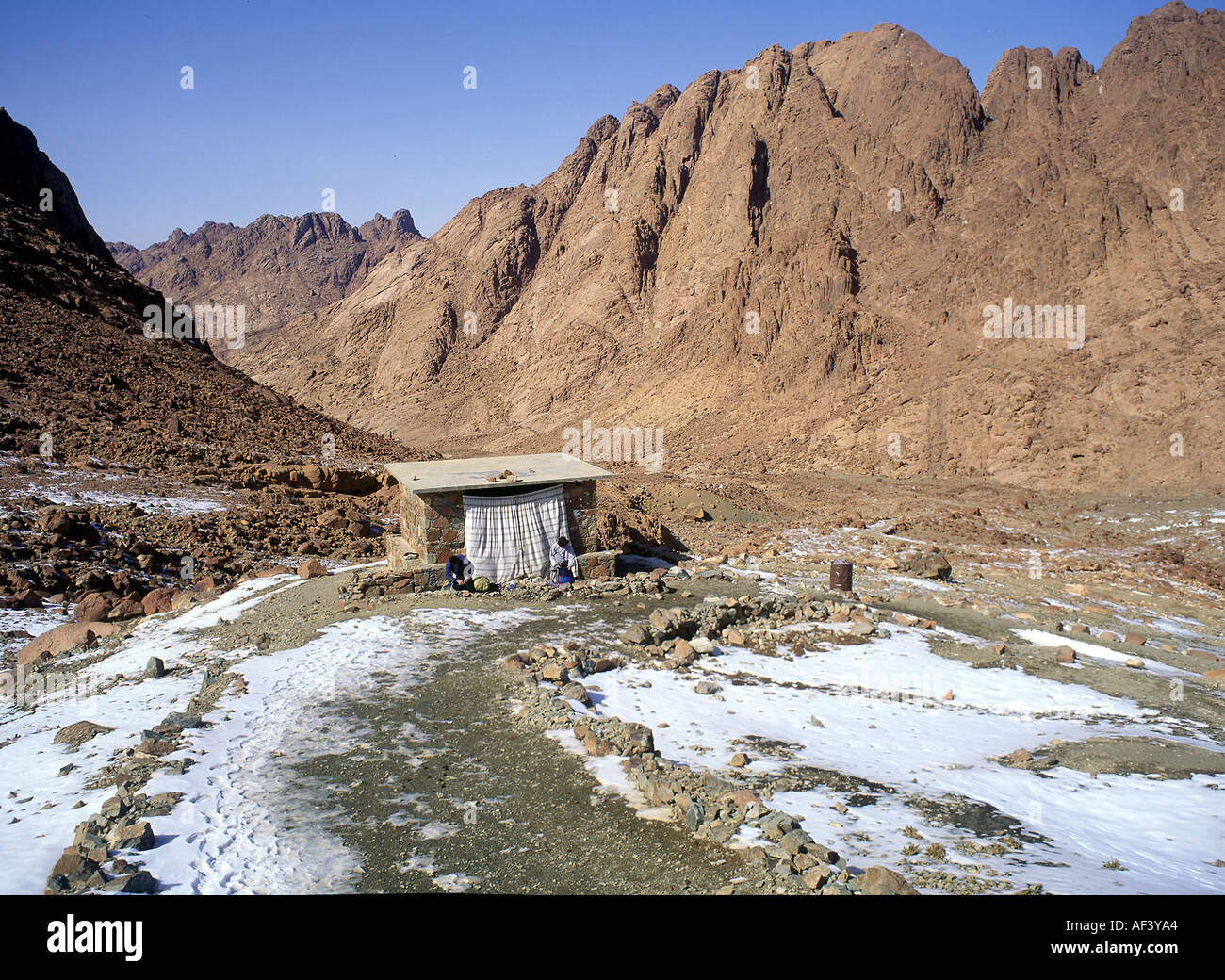 The Camel Path leading to the top of Mount Sinai, Egypt with snow Stock ...
