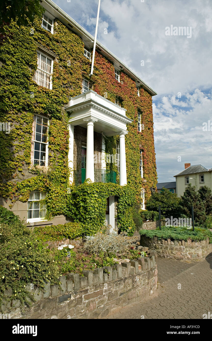 Virginia creeper Ampelopsis tricuspidata on building Watton Mount ...