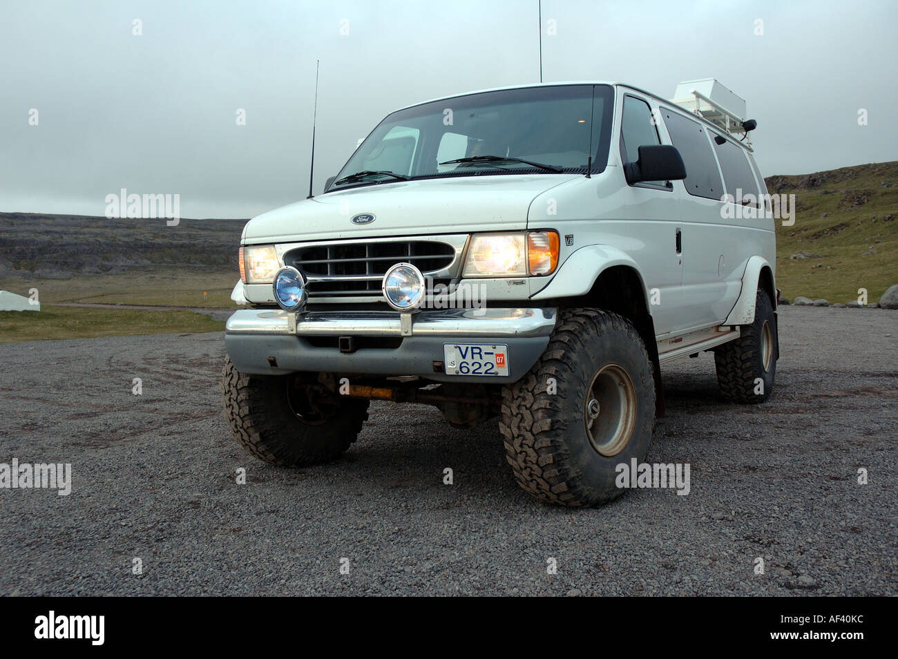 Four wheel drive minibus in Iceland's West Fjords Stock Photo - Alamy