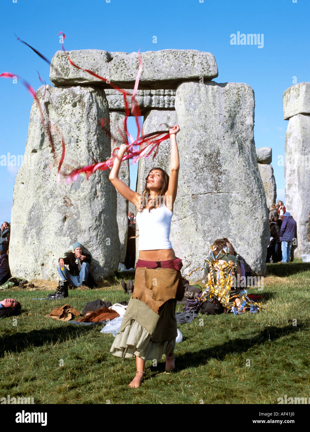 Girl Dancing Summer Soltice Stonehenge Wiltshire U.K Stock Photo - Alamy