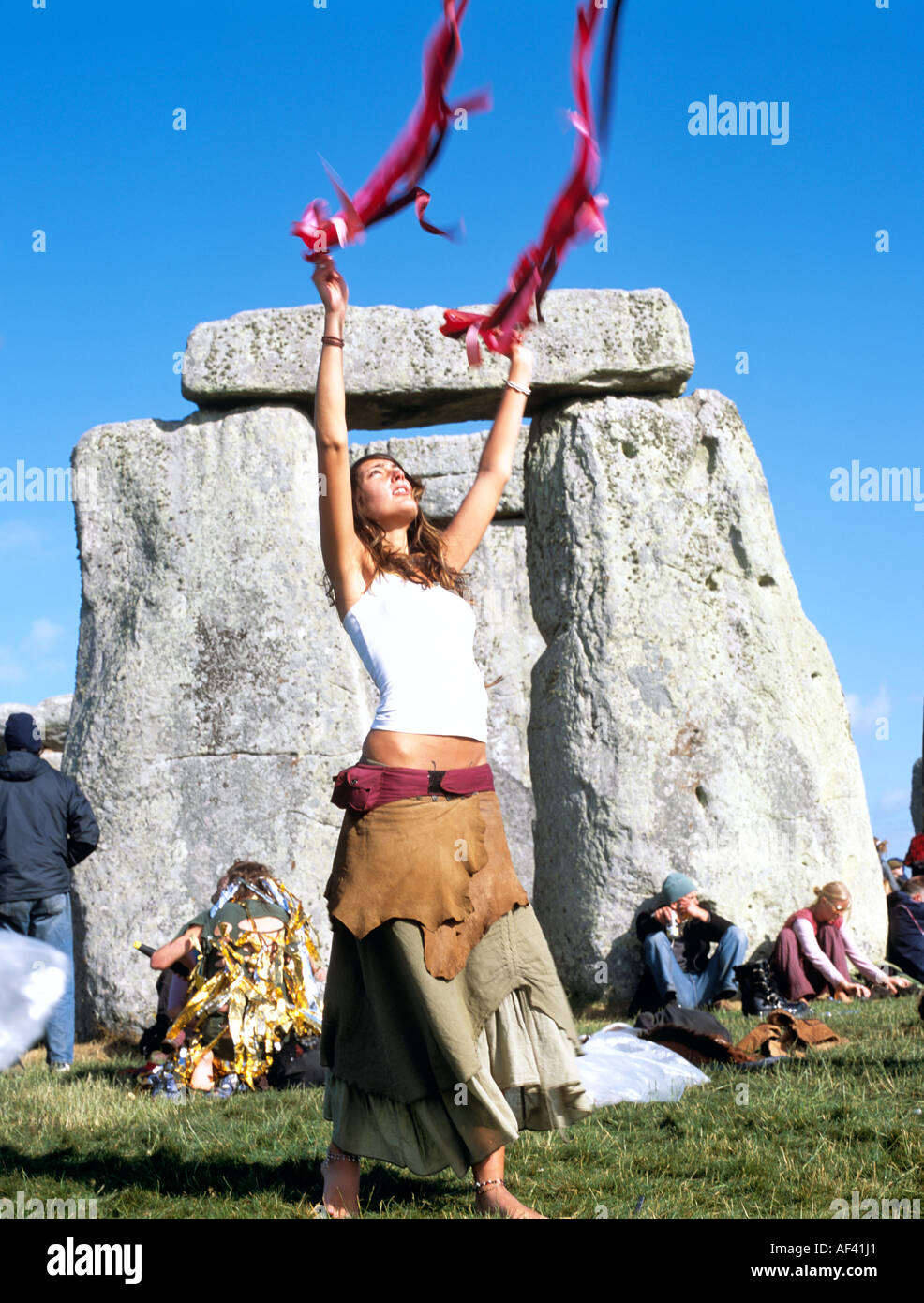 Girl Dancing Summer Soltice Stonehenge Wiltshire U.K Stock Photo - Alamy