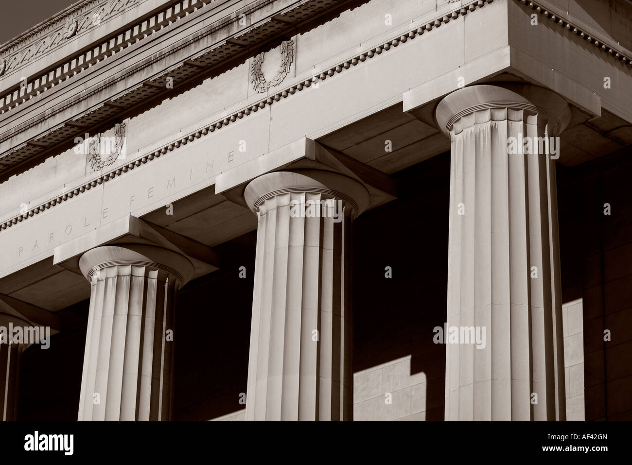 Black and white detial photo of the War Memorial building Baltimore ...