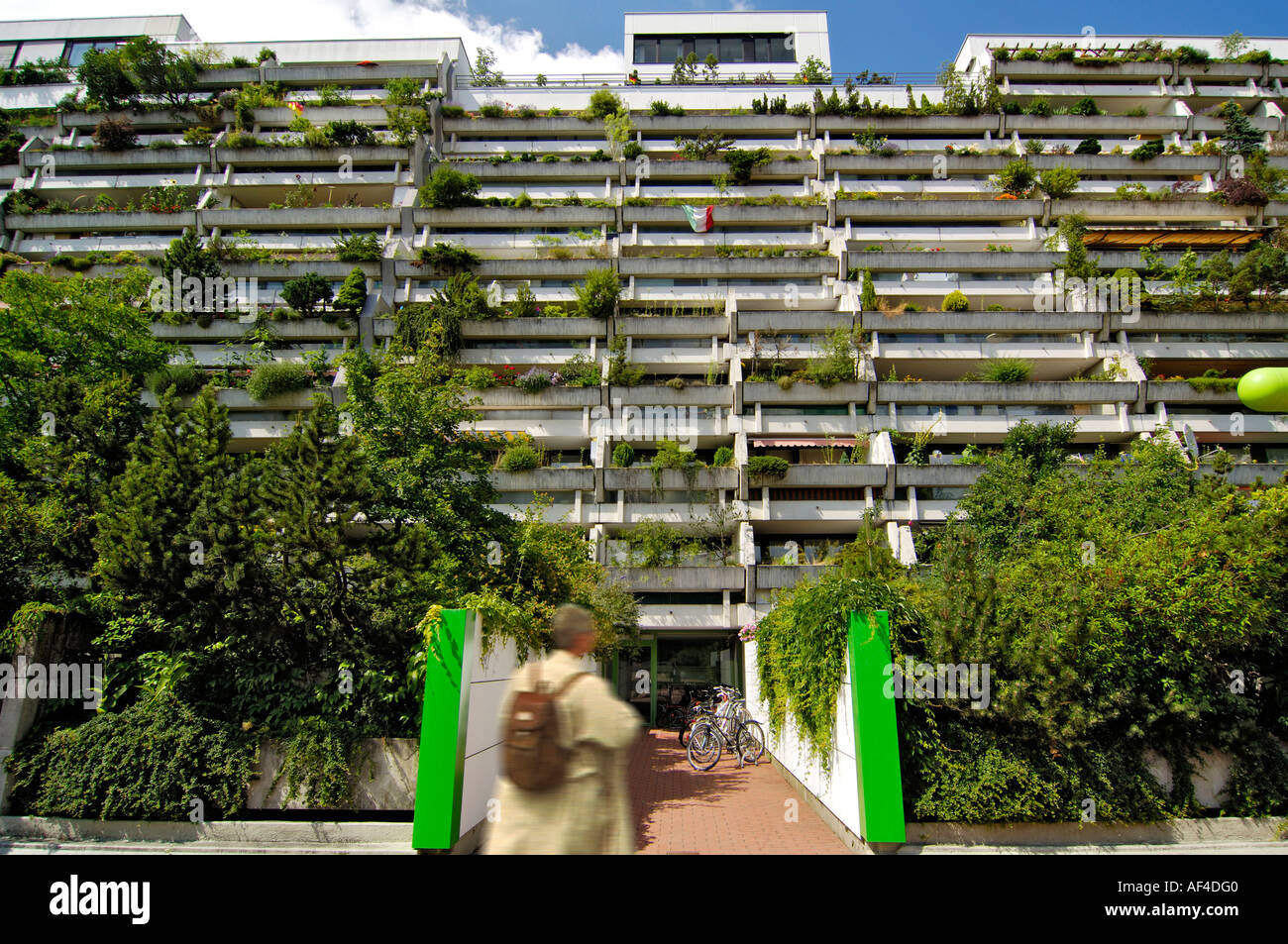 High-rise flats with green concrete balconies Olympiadorf Olympia ...