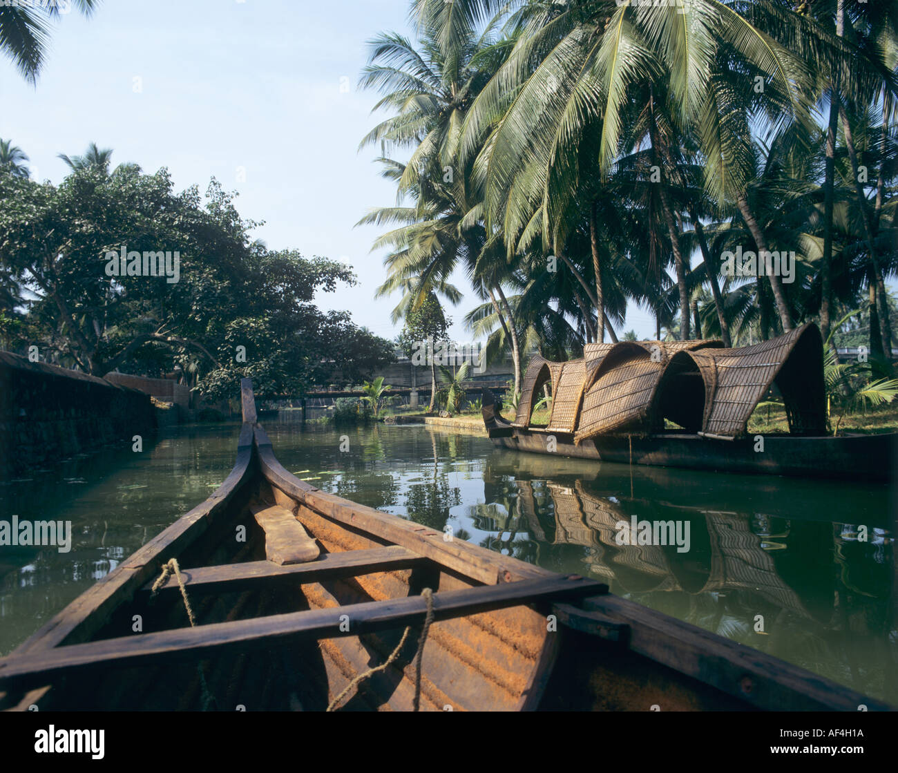 Rice boat and Kerala backwaters India Stock Photo - Alamy