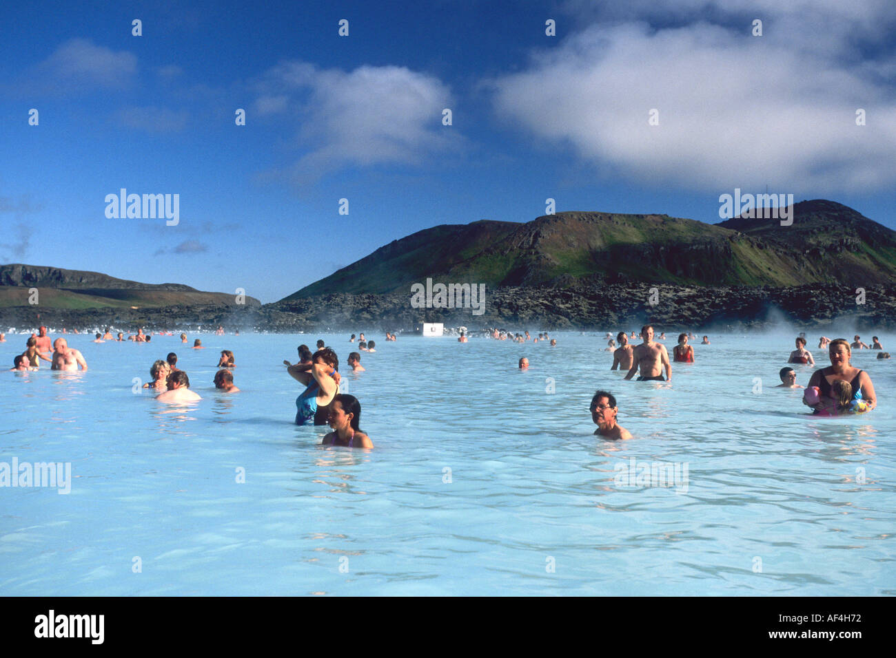 Blue Lagoon Geothermal Spa Pool in summer in day daylight sun sunshine ...