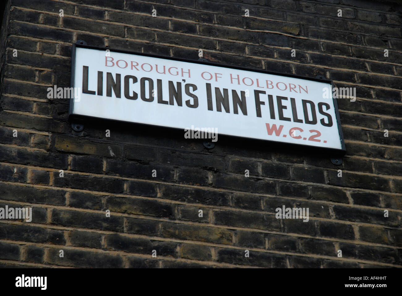 Old Lincoln's Inn Fields Borough of Holborn street sign London England ...