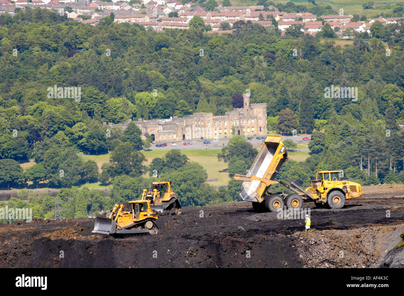 Land reclamation site overlooking Cyfarthfa Castle Merthyr Tydfil South ...