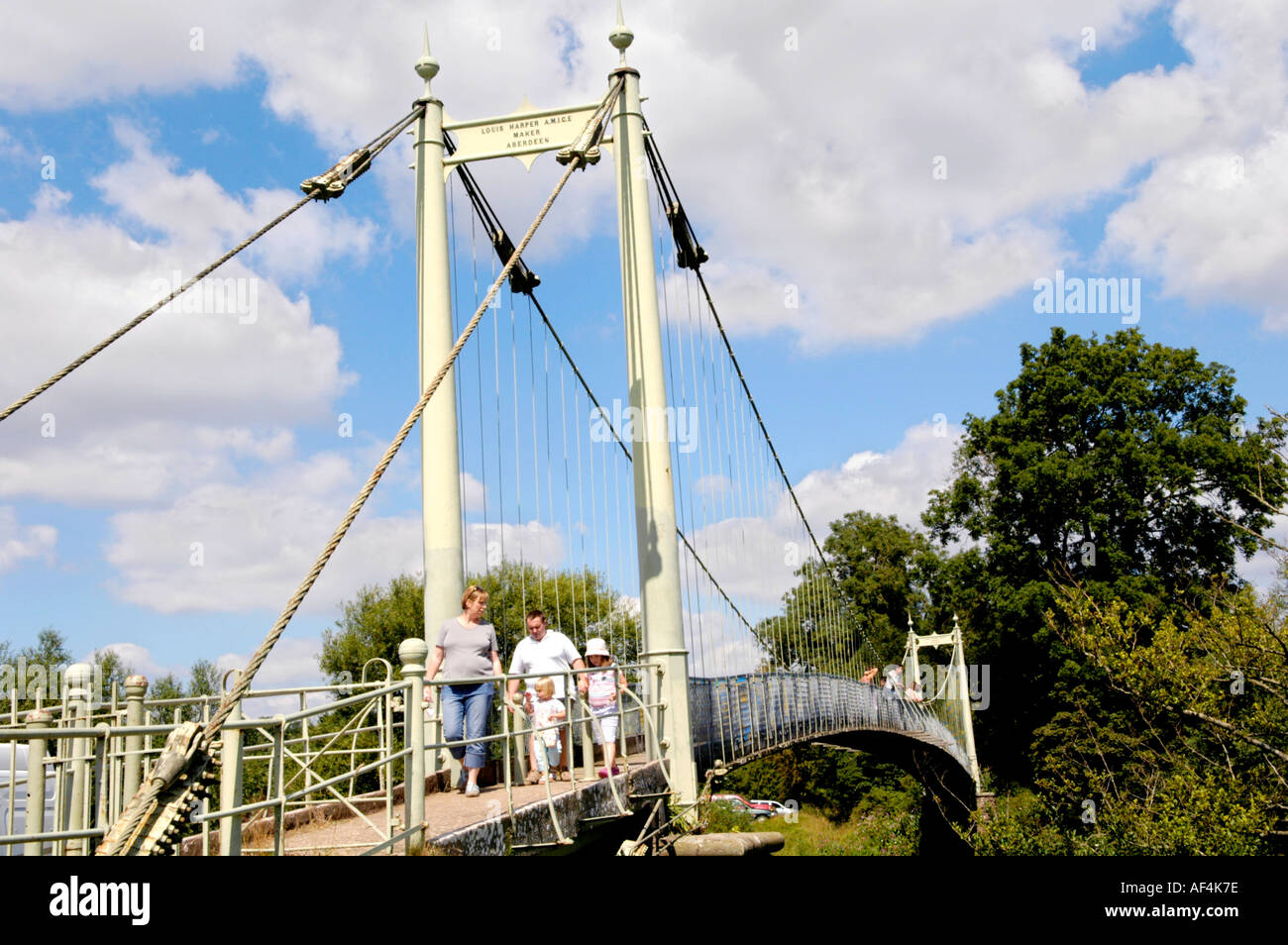 Pedestrian suspension footbridge dated 1895 built by Louis Harper over ...
