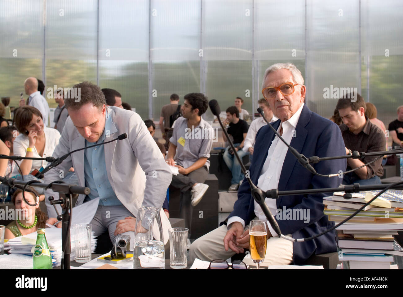 James Bond 007 Production Designer Sir Ken Adam being interviewed at ...