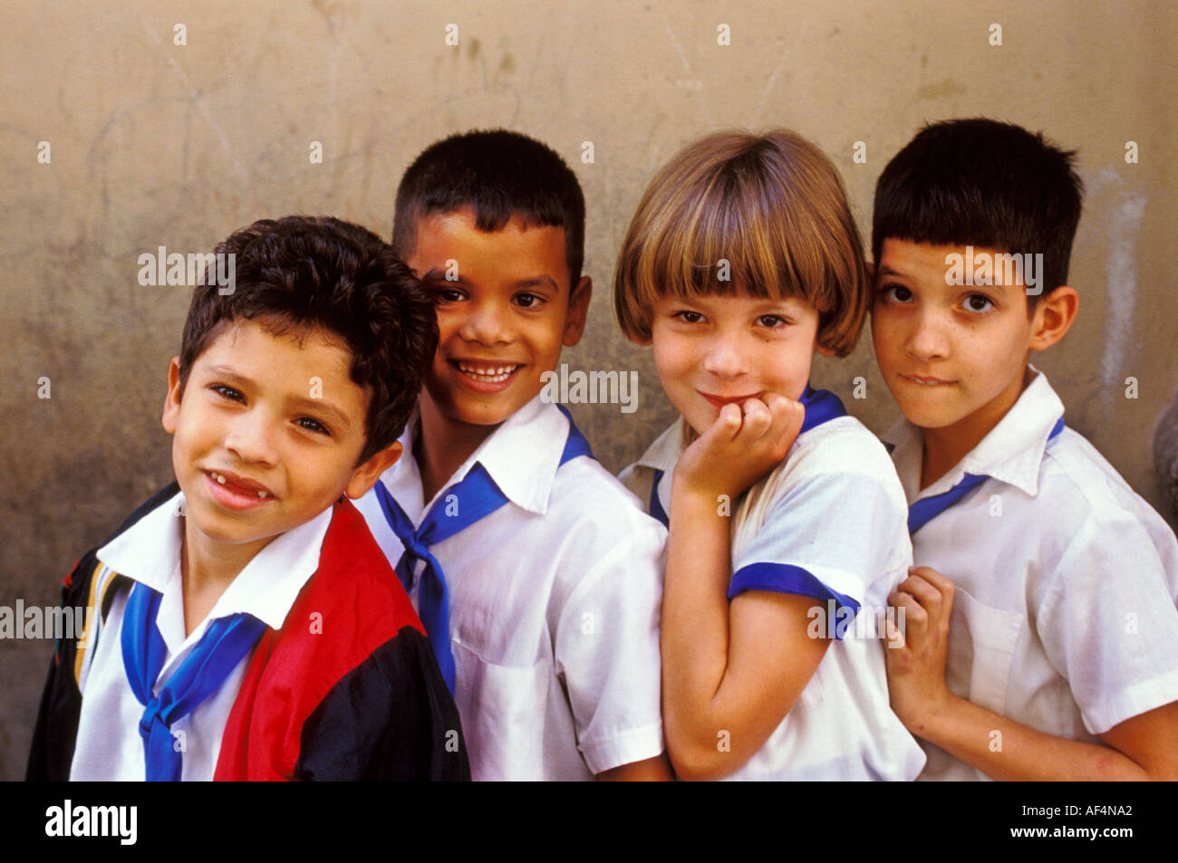 Cuban school children outside their Habana Vieja Old Havana school ...