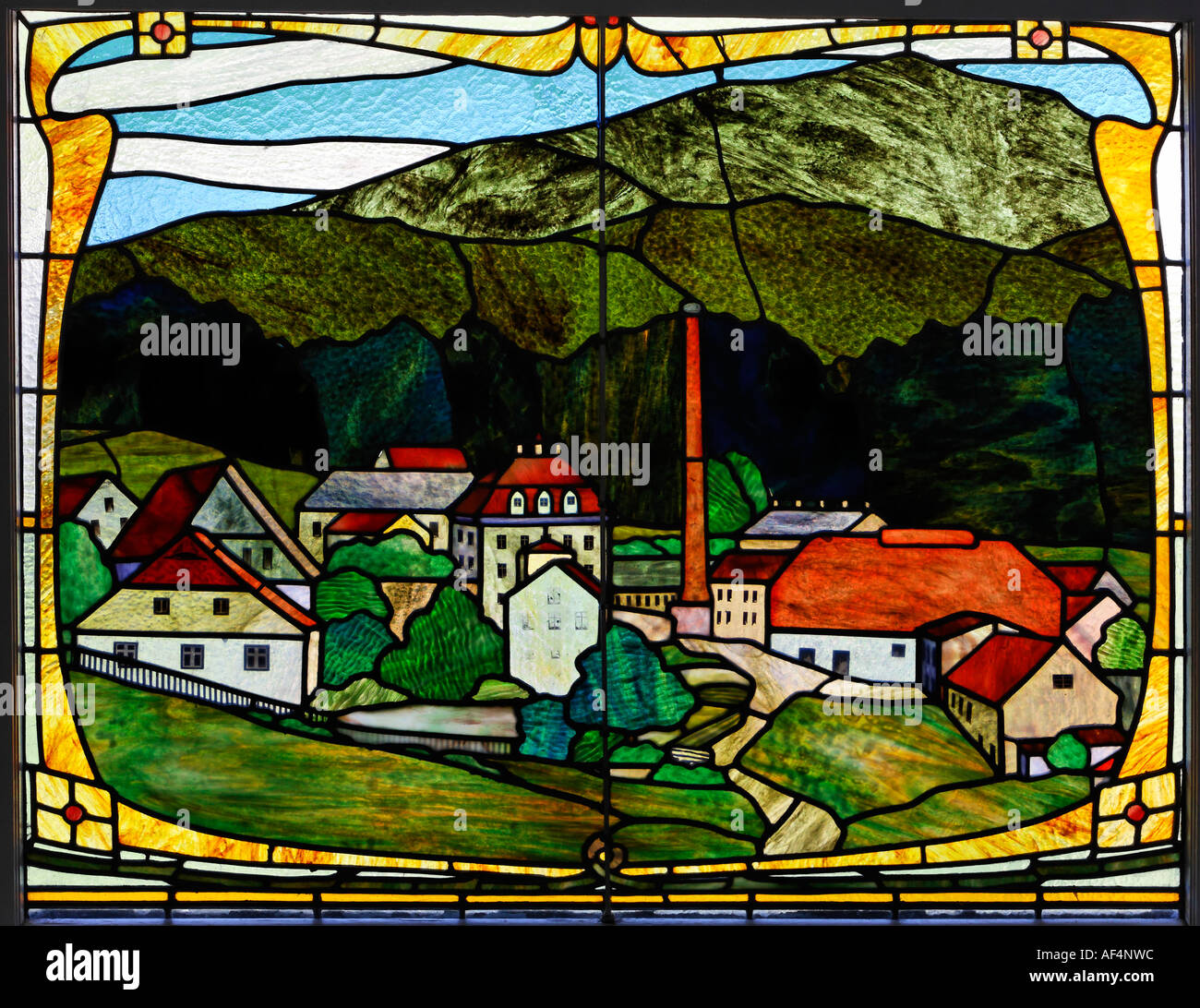 window in art nouveau villa in Lambach Lam Upper Palatinate Bavaria ...