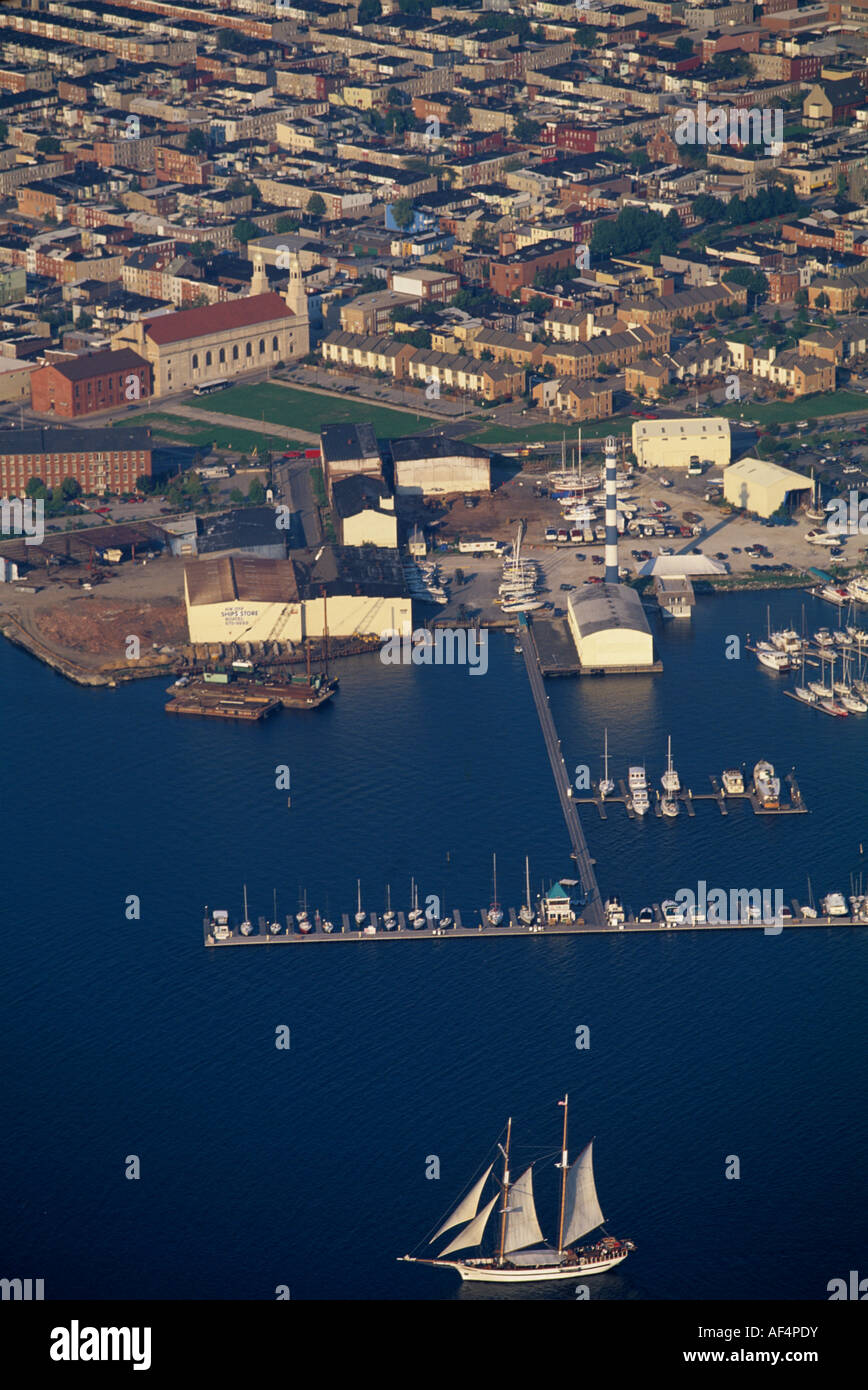 USA Maryland Tall sailing ship sails through Baltimore Inner Harbor at ...