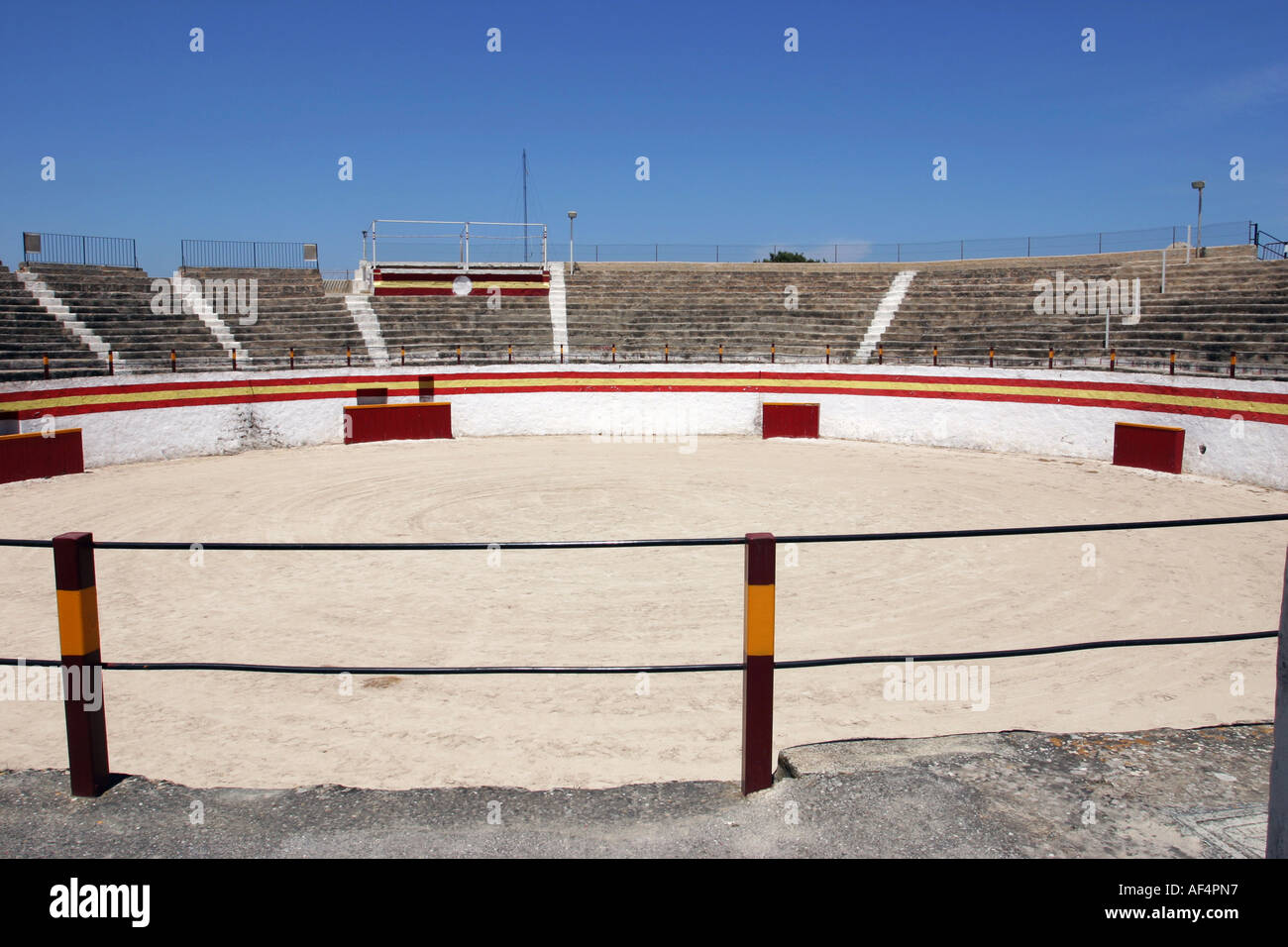The bullfighting arena in the old Alcudia town in the island of ...