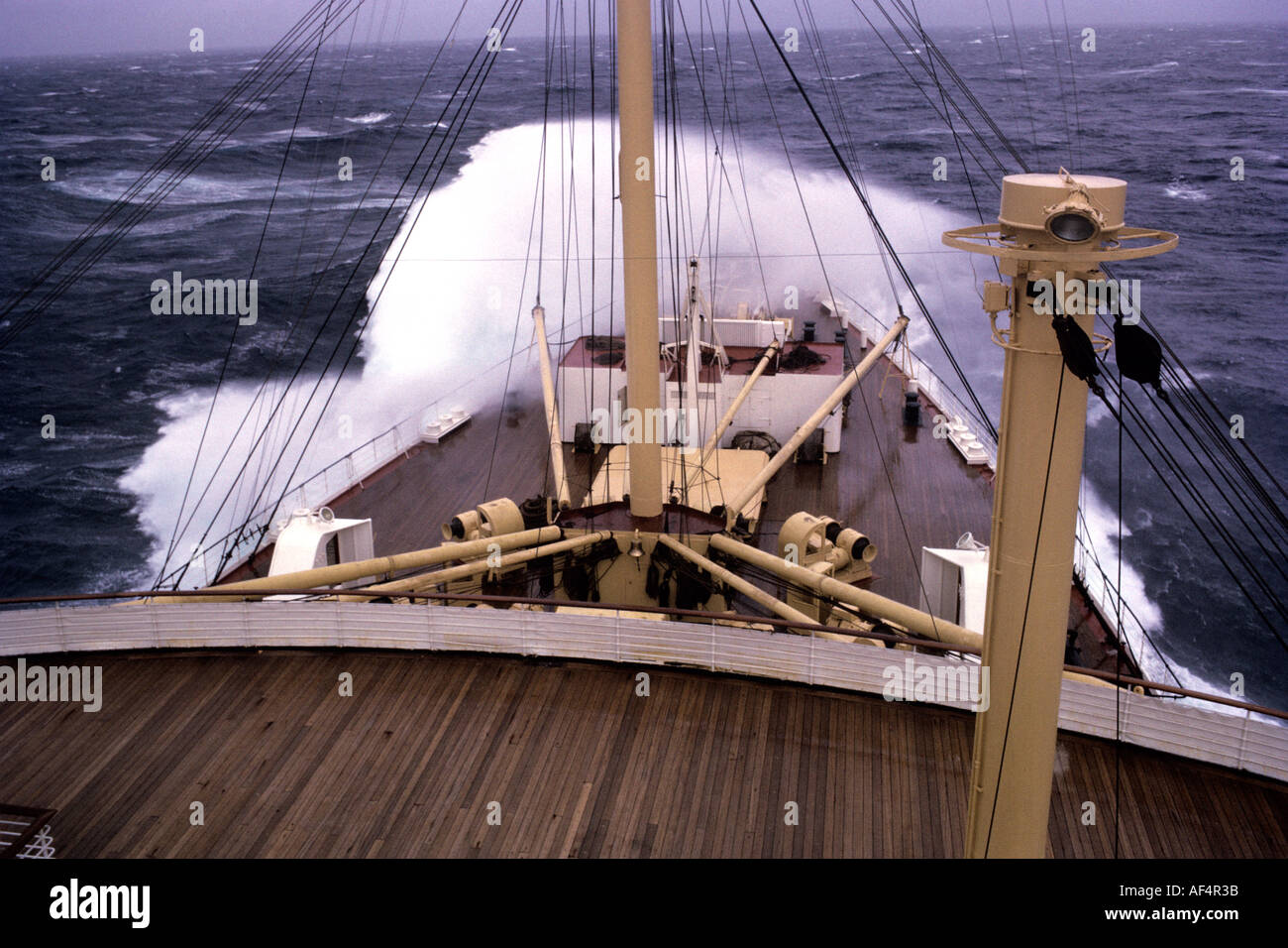 The old P O Liner SS Arcadia ship s bows ploughing into heavy winter ...
