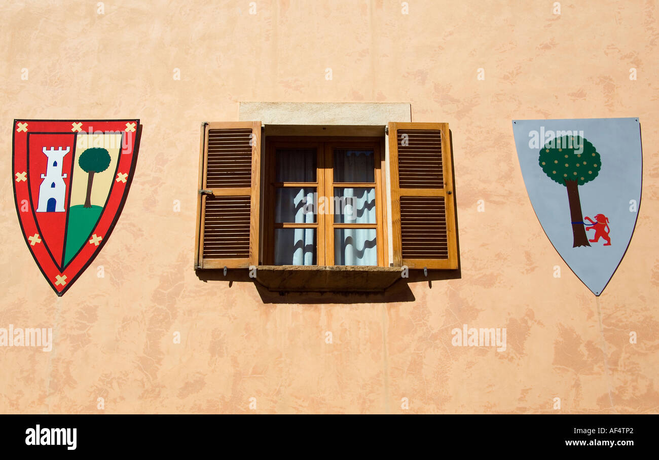 Majorca Capdepera facade of a house with emblems Stock Photo - Alamy
