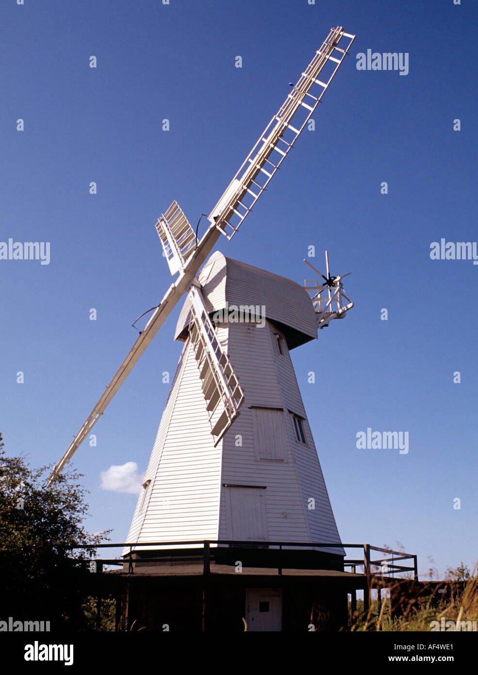 Wooden Post Mill with Patent Sails at Sandwich Kent Stock Photo - Alamy