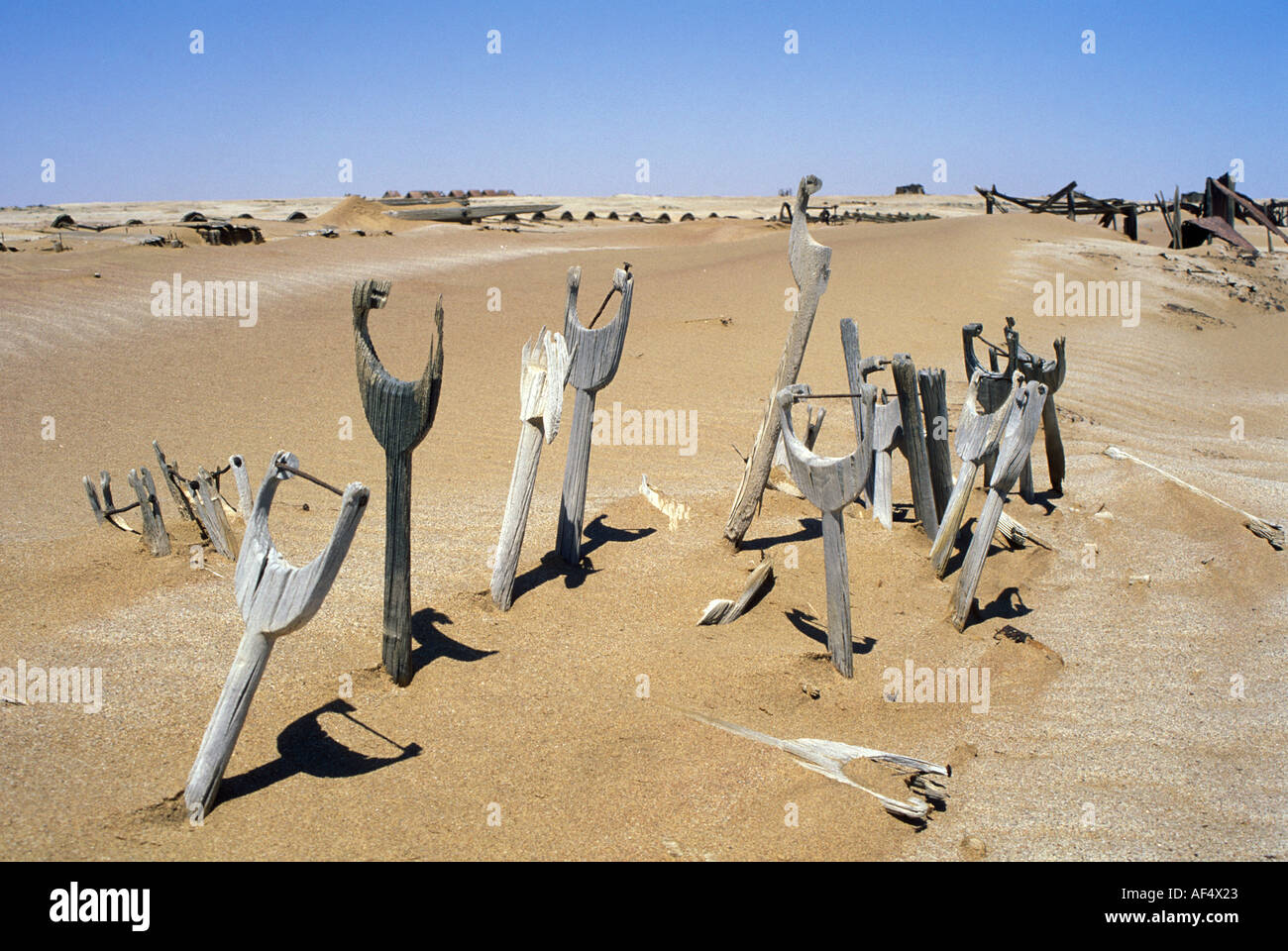 An abandoned mine workings in the diamond region of the Namib Desert ...