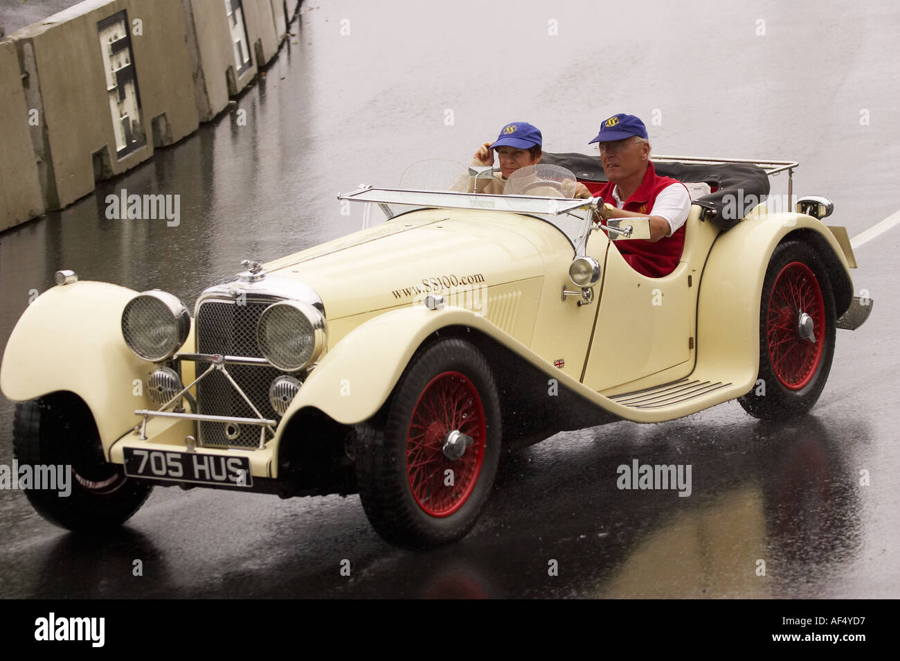 Jaguar SS100 demonstration Classic Street Racing Dunedin South Island ...