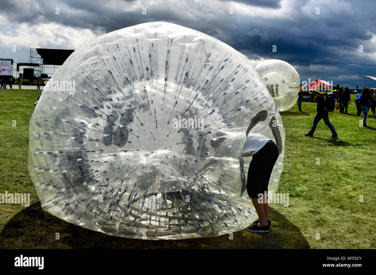 Person entering twelve feet inflatable sphere Fun recreation leisure ...