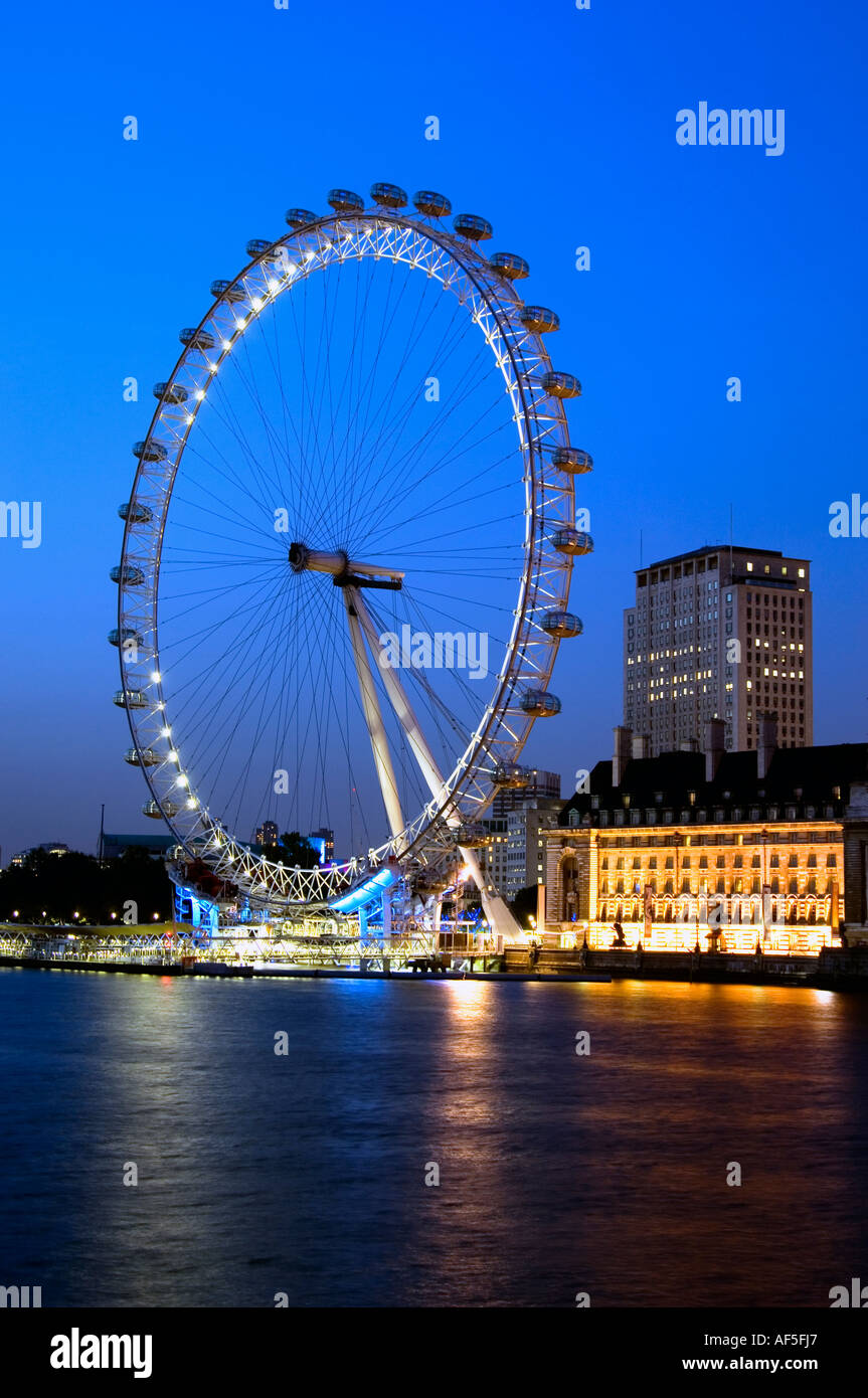 london eye at night shot from westminster bridge london england uk ...