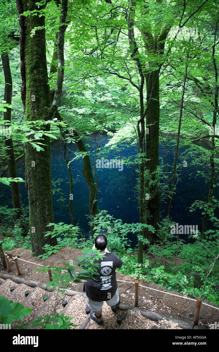 Juniko lakes in Aomori, Japan blue water forest Stock Photo - Alamy