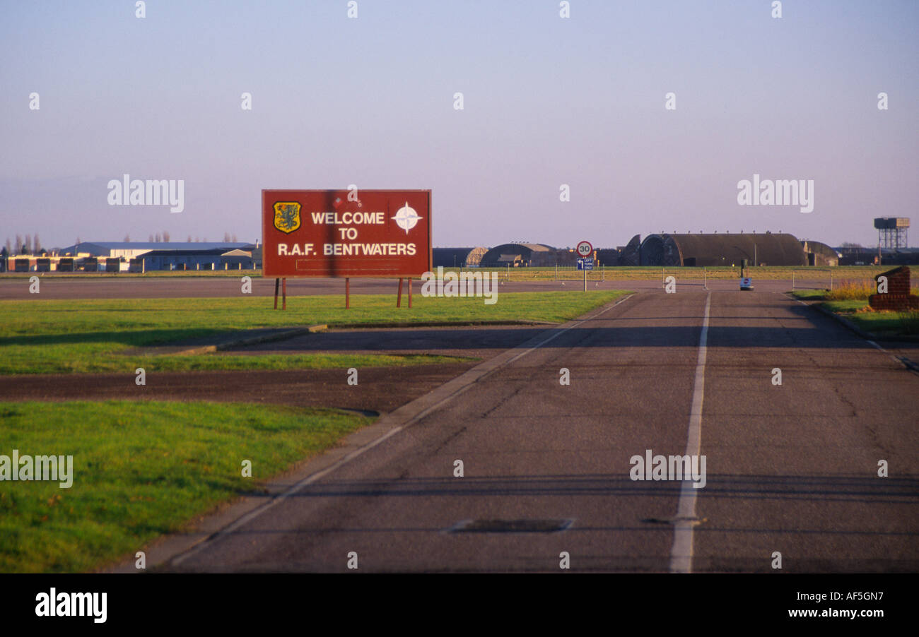 Sign by runways saying Welcome to RAF Bentwaters Suffolk England Stock ...