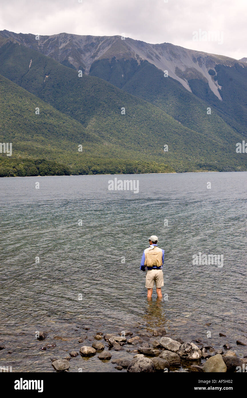 Trout Fishing Lake Rotoiti Nelson Lakes Stock Photo - Alamy